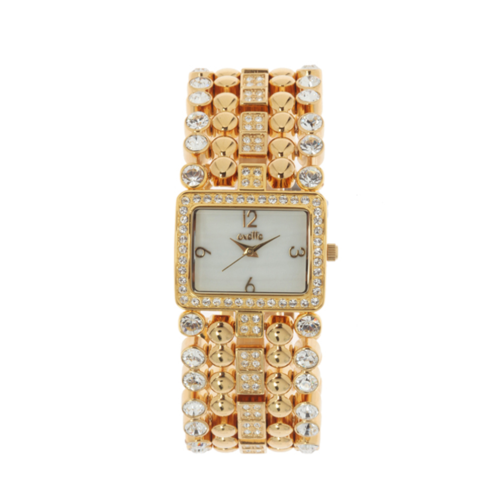 Ρολόι Oxette με επίχρυσο ατσάλινο μπρασελέ και κρύσταλλα - Oxette